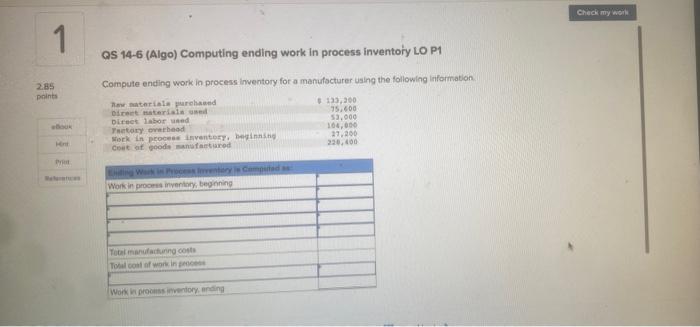 Solved 1 2.85 points Book HA Py QS 14-6 (Algo) Computing | Chegg.com