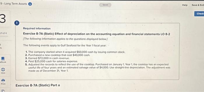 Solved Required information Exercise 8-7A (Static) Effect of | Chegg.com