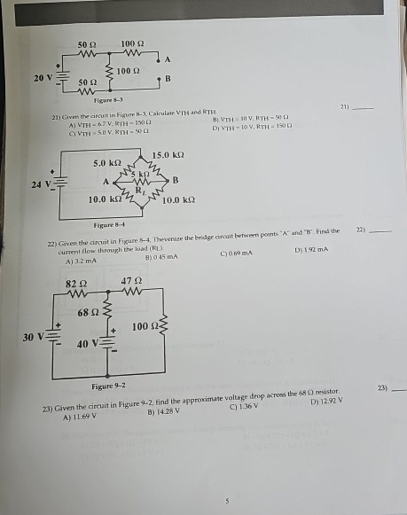 Solved Given the circuit in Figure R-3, ﻿Calculate VTH and | Chegg.com