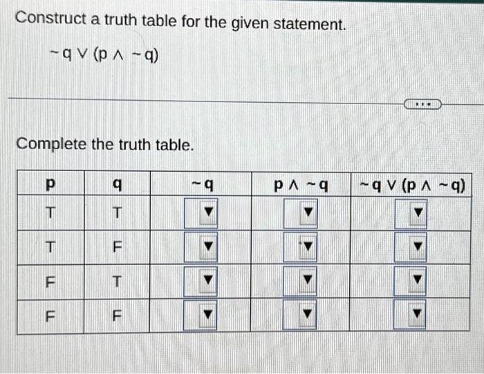 Solved Construct a truth table for the given statement. | Chegg.com