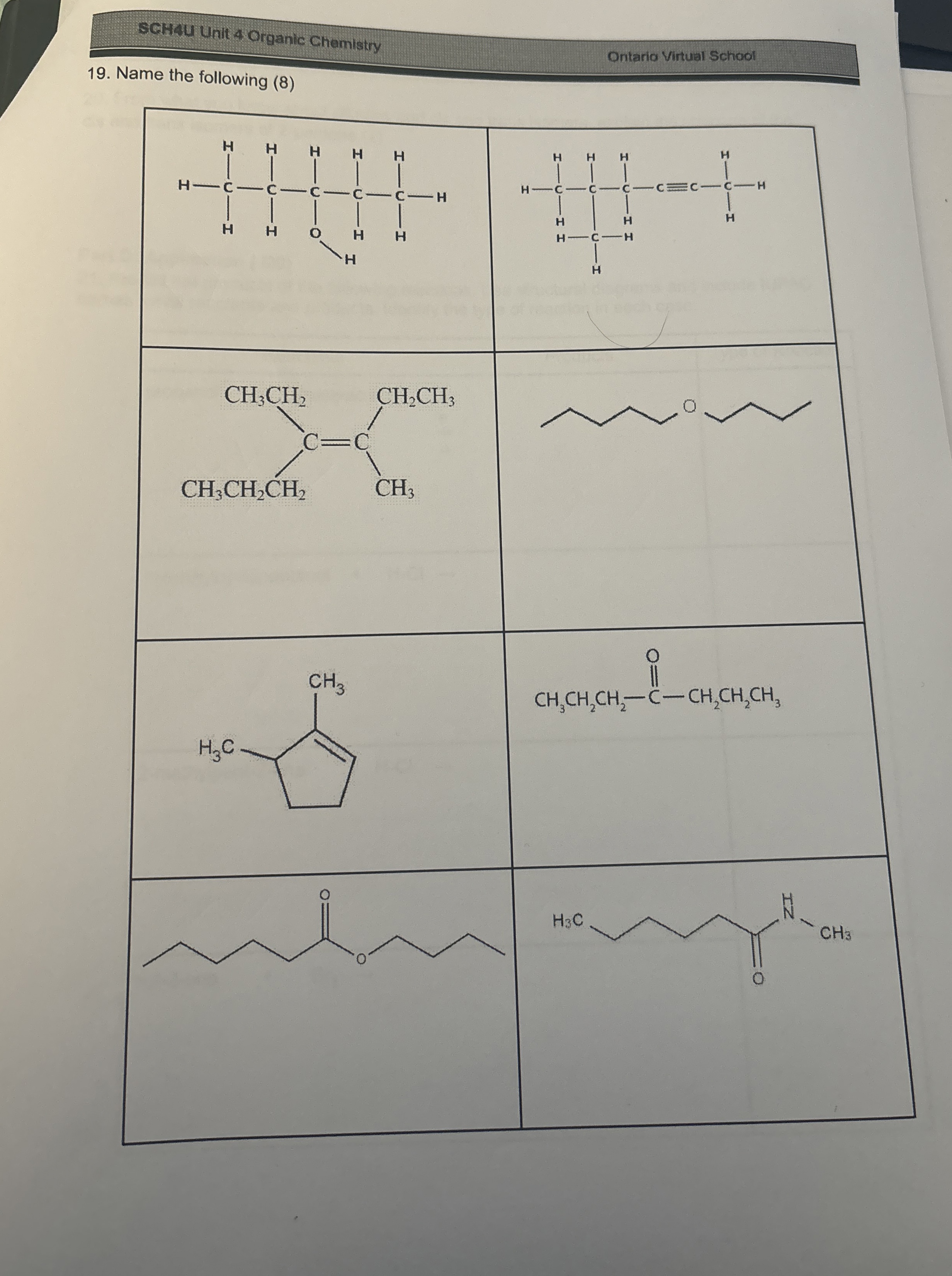 Solved 19. ﻿Name the following (8) | Chegg.com