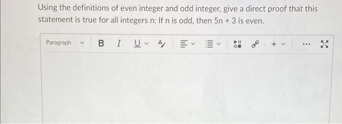 Solved Using the definitions of even integer and odd | Chegg.com