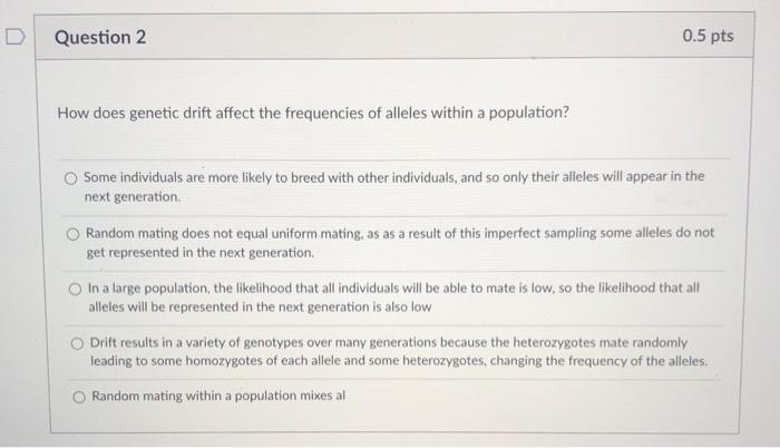 Solved Question 1 0.5 pts When Peter Buri bred thousands of | Chegg.com
