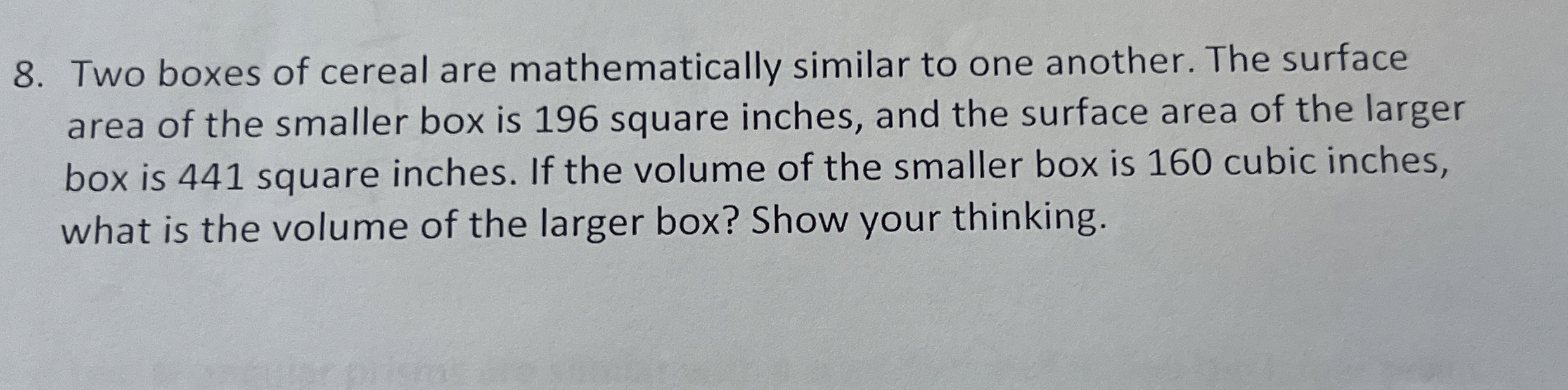 Solved Two boxes of cereal are mathematically similar to one | Chegg.com