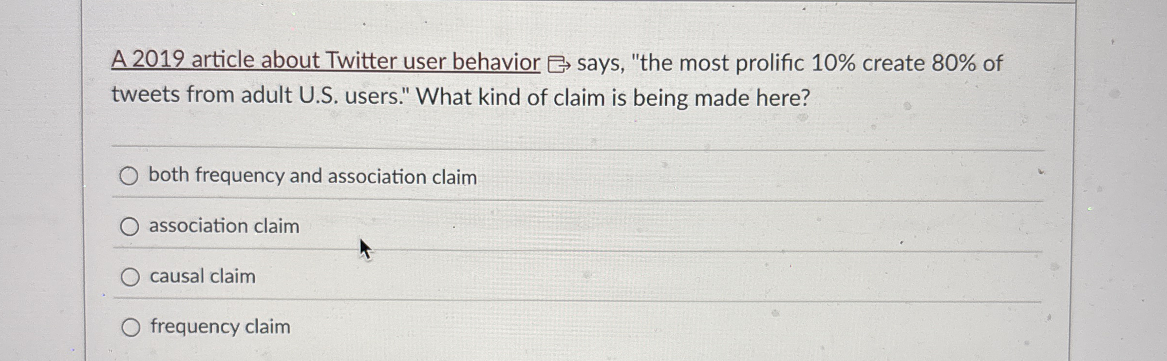 A 2019 ﻿article about Twitter user behavior bigoplus | Chegg.com