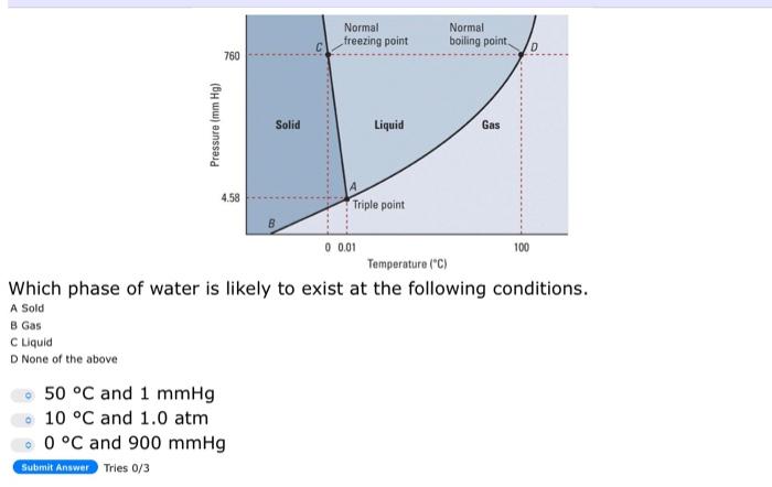 Solved Normal freezing point Normal boiling point 760 | Chegg.com