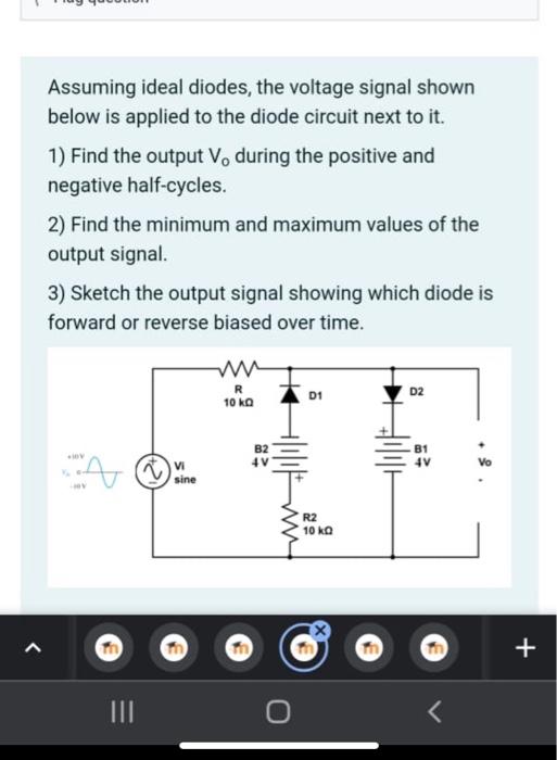 Solved Assuming ideal diodes, the voltage signal shown below | Chegg.com