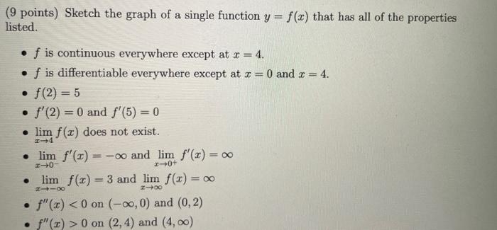 Solved (9 points) Sketch the graph of a single function y = | Chegg.com