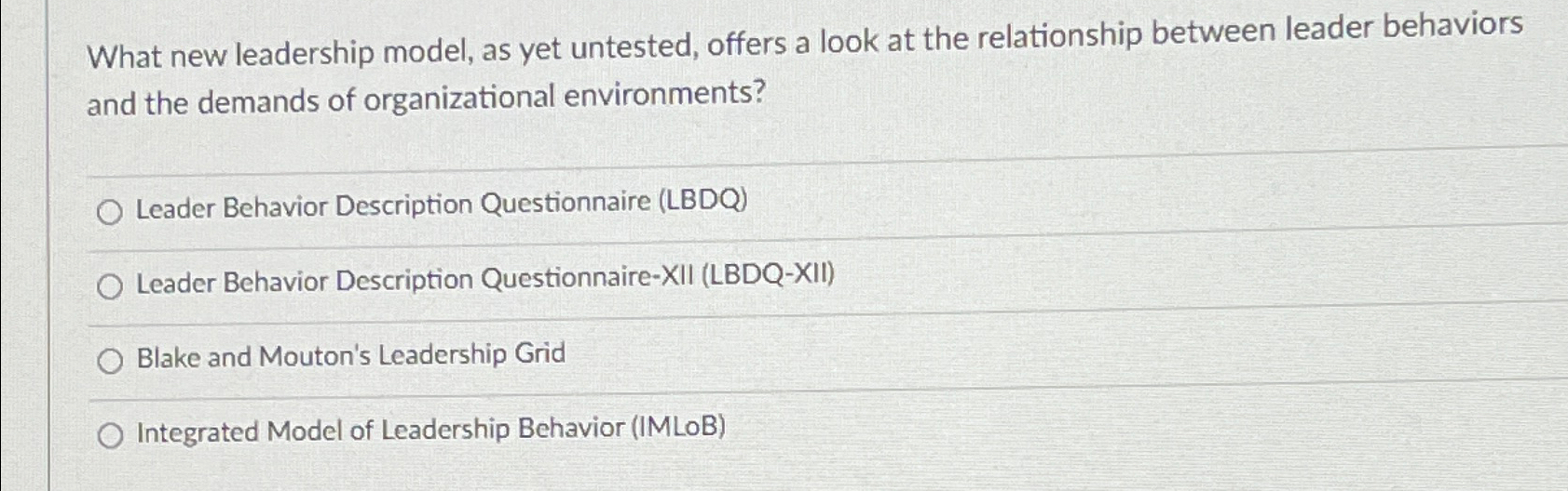Solved What new leadership model, as yet untested, offers a | Chegg.com