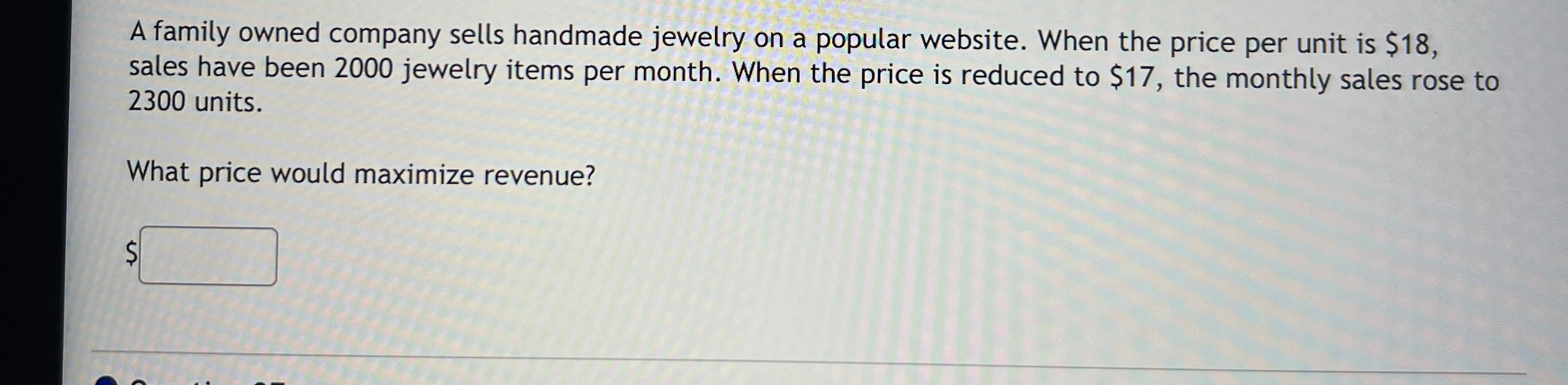 Solved A family owned company sells handmade jewelry on a | Chegg.com