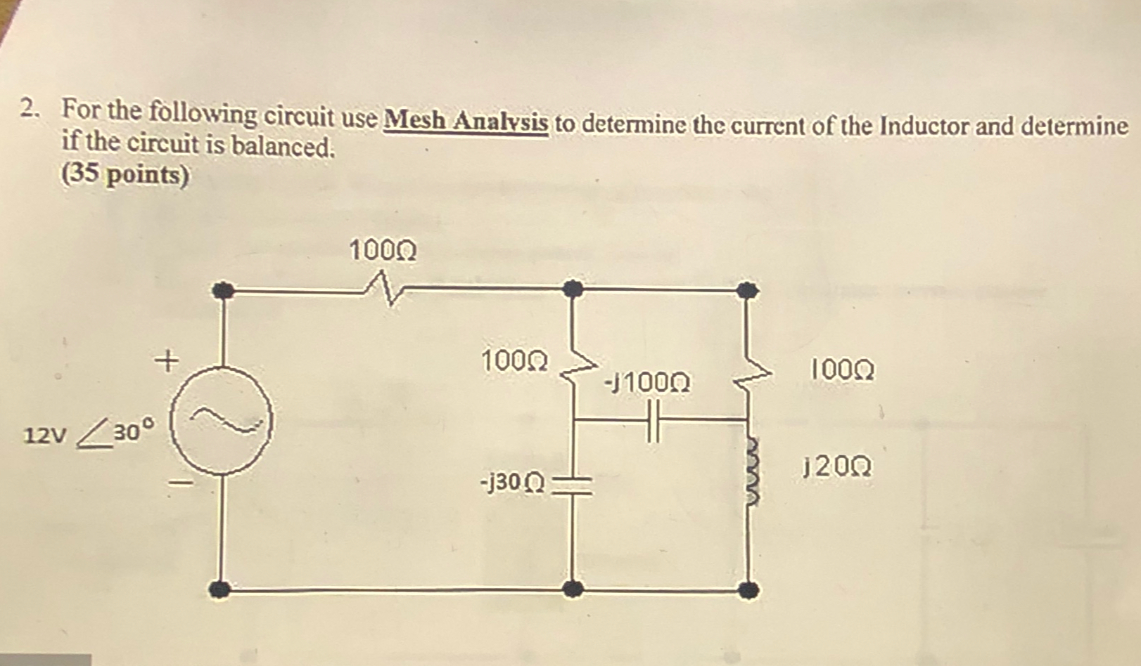 Solved For the following circuit use Mesh Analysis to | Chegg.com
