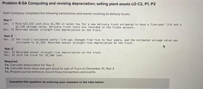 Solved Problem 8-5A Computing and revising depreciation; | Chegg.com