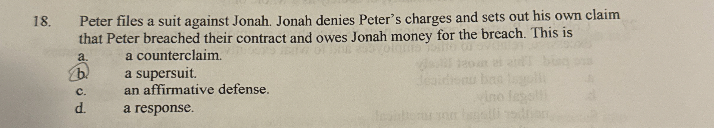 Solved Peter files a suit against Jonah. Jonah denies | Chegg.com