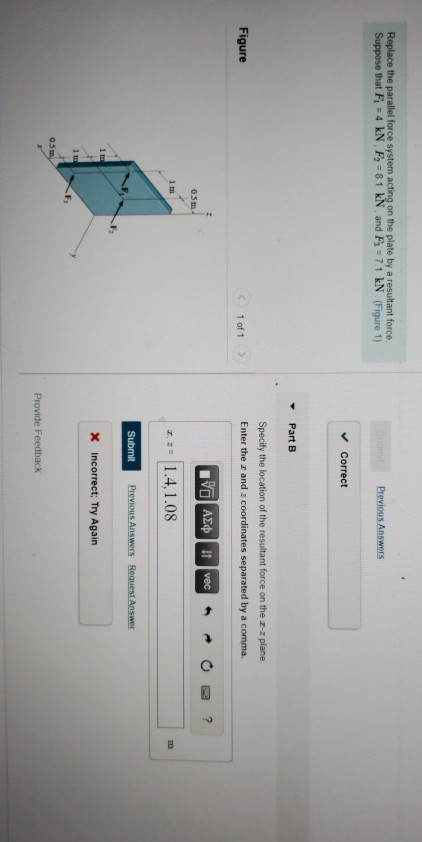 Solved Replace the parallel force system acting on the plate | Chegg.com