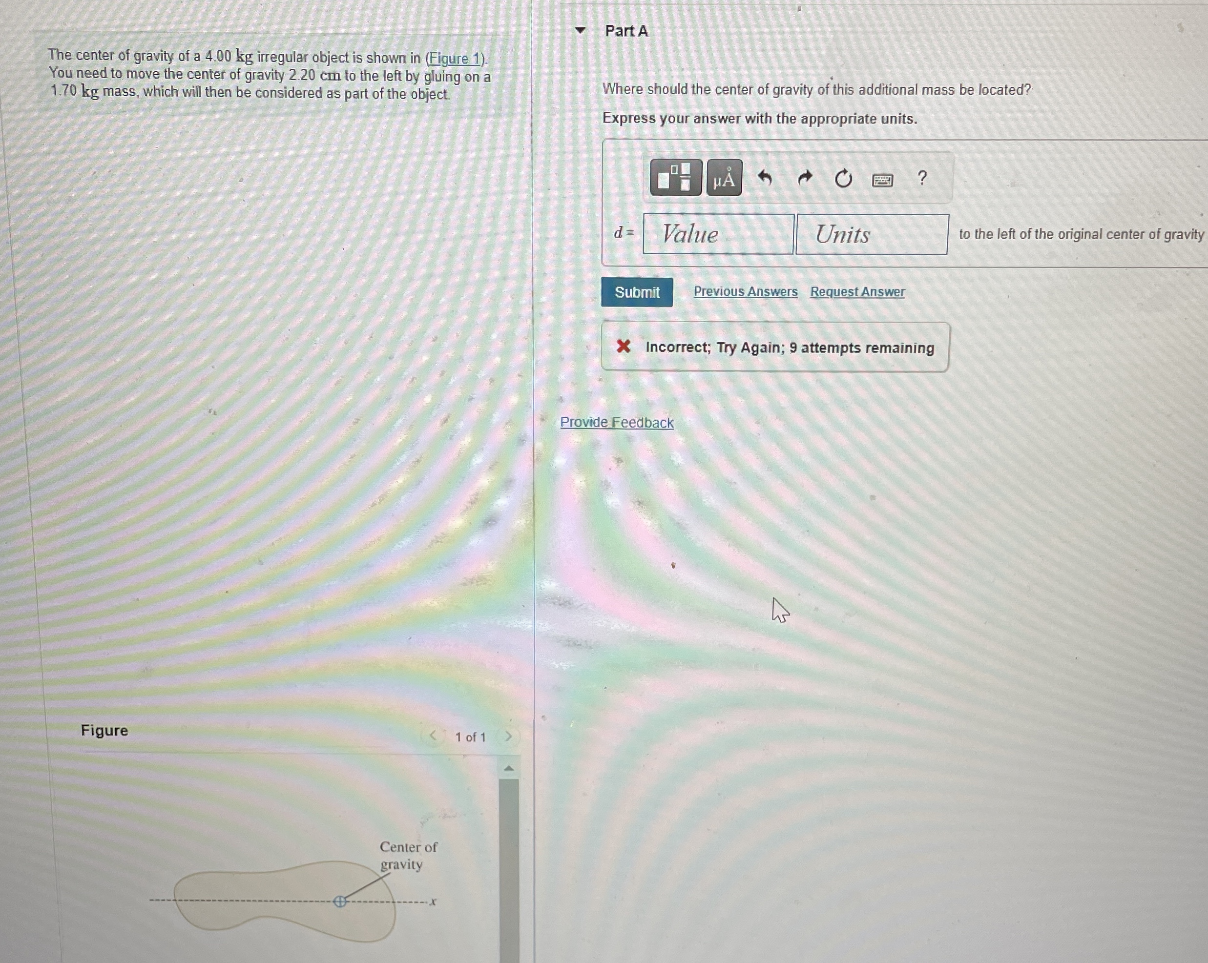 Solved The center of gravity of a 4.00kg ﻿irregular object | Chegg.com