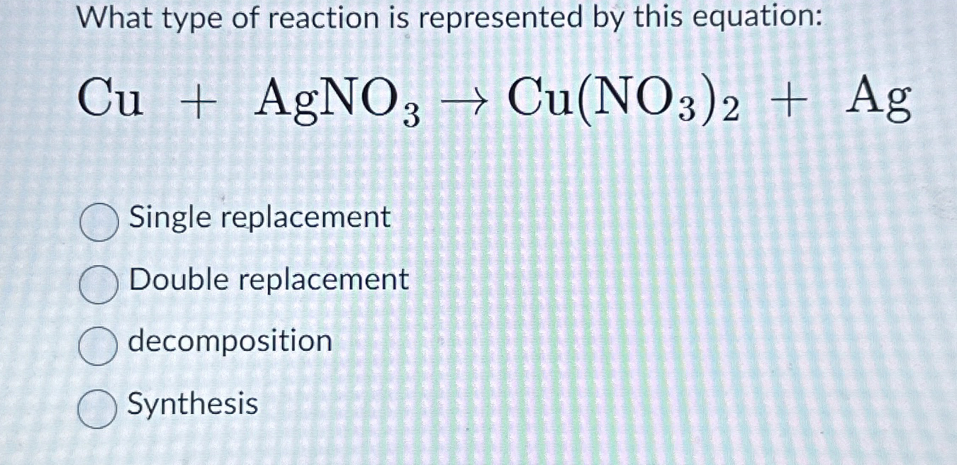 Solved What type of reaction is represented by this | Chegg.com