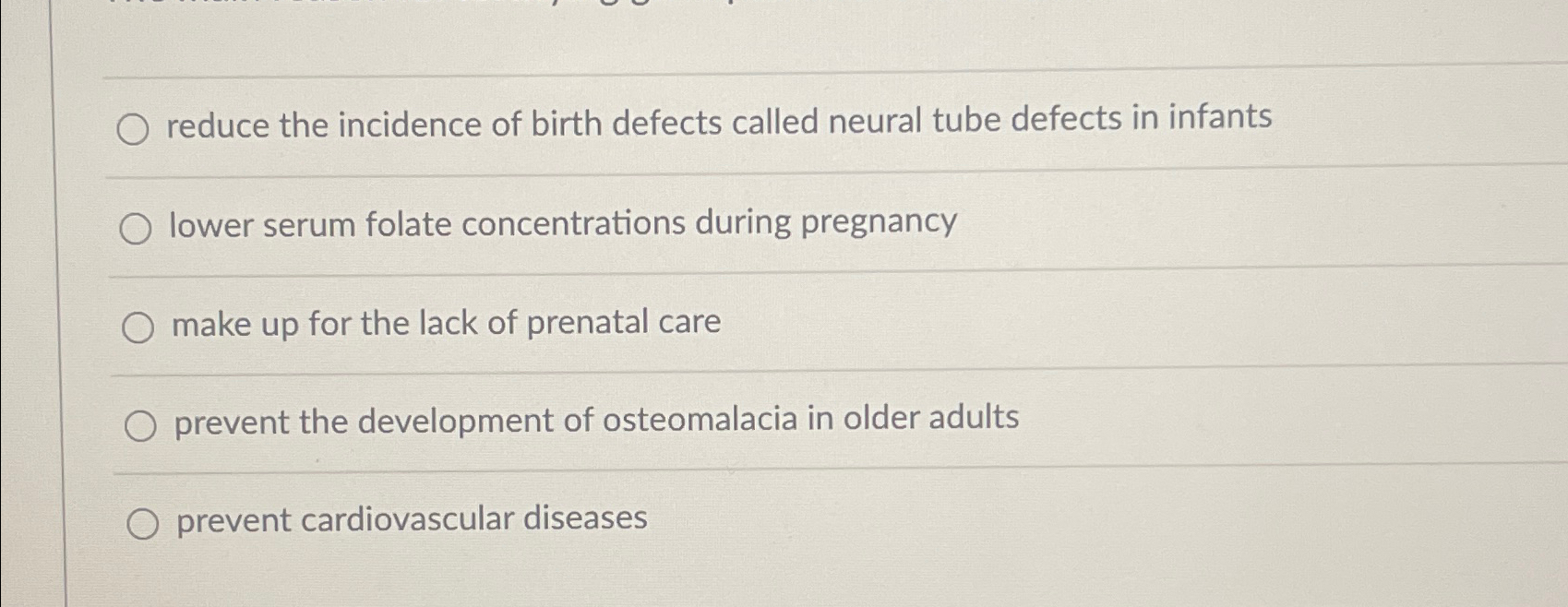 Solved reduce the incidence of birth defects called neural | Chegg.com