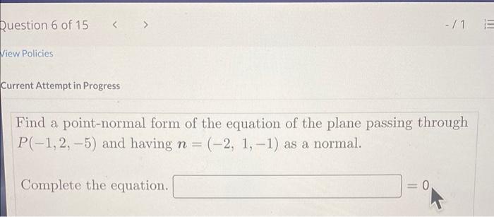 Solved Find a point-normal form of the equation of the plane | Chegg.com