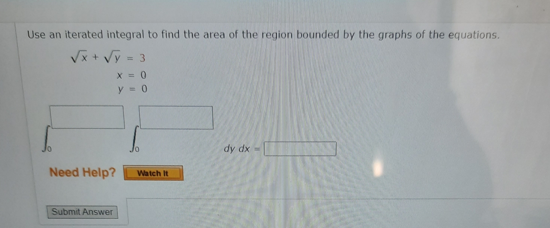 Solved Use an iterated integral to find the area of the | Chegg.com