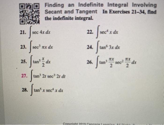 Solved Finding an Indefinite Integral Involving Secant and | Chegg.com