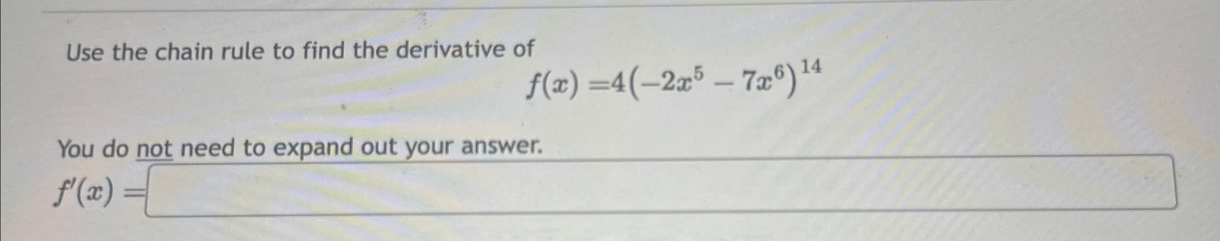 Solved Use the chain rule to find the derivative | Chegg.com