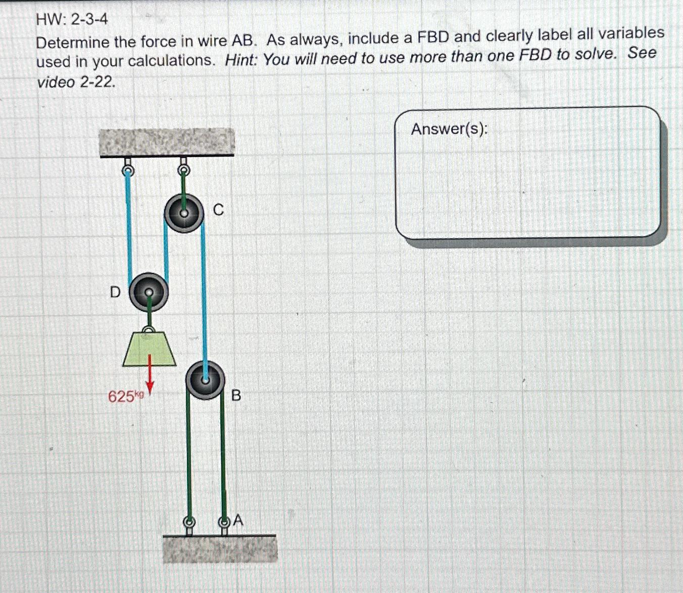Solved Hw 2 3 4 Ndetermine The Force In Wire Ab As Always