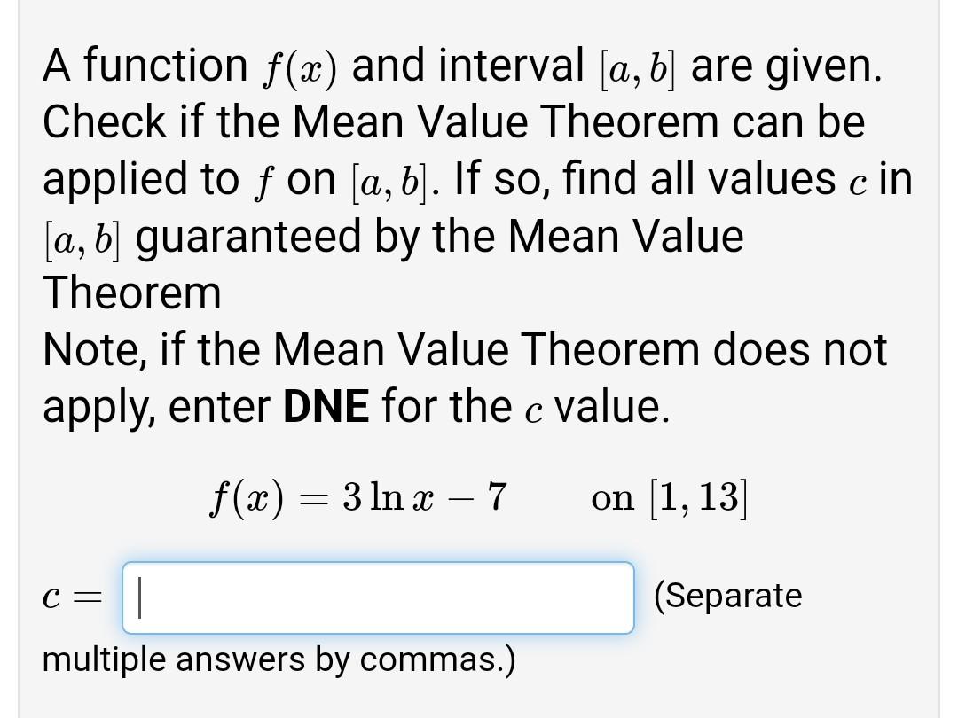 Solved A function \\( f(x) \\) and interval \\( [a, b] \\) | Chegg.com