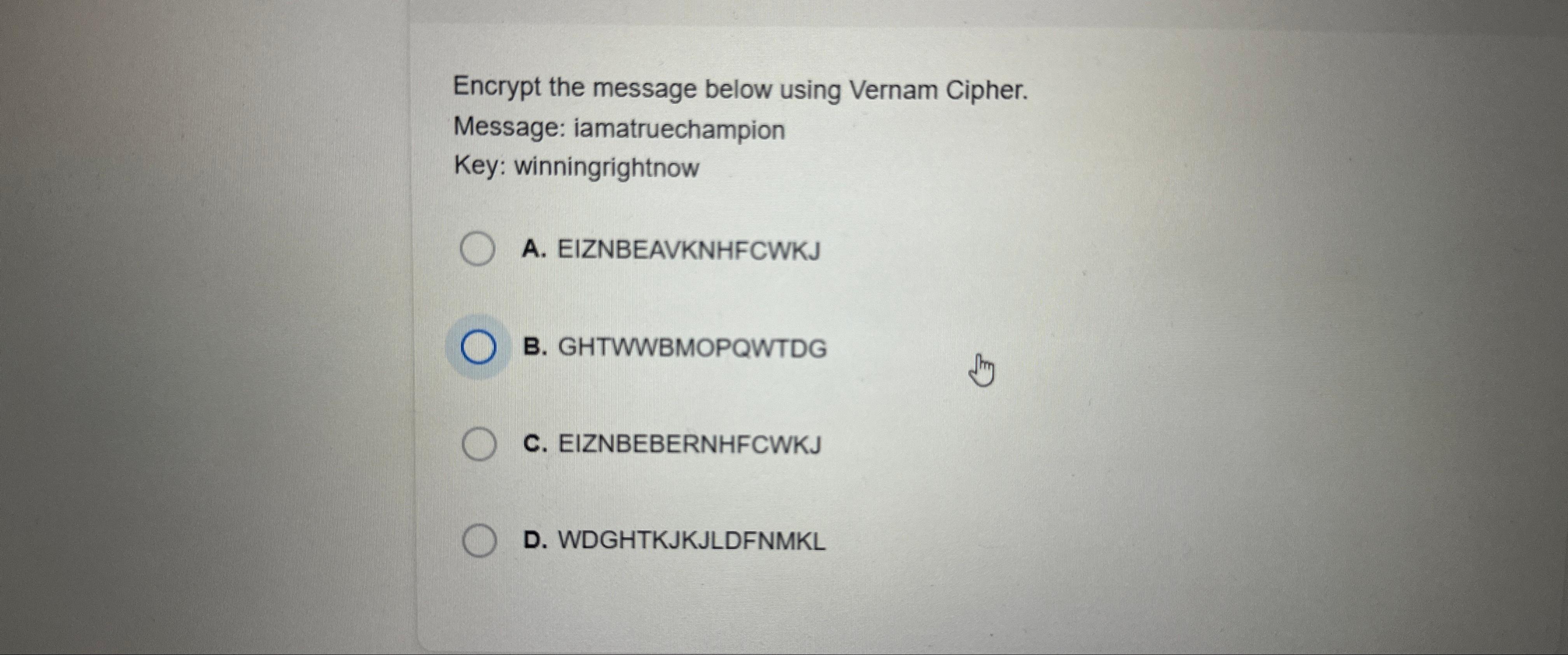 Solved Encrypt the message below using Vernam | Chegg.com Solved Encrypt the message below using Vernam | Chegg.com