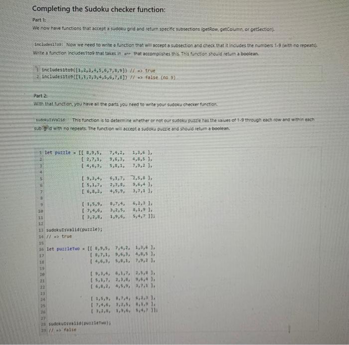 Solved Sudoku Checker - what do i need to amend to pass all | Chegg.com