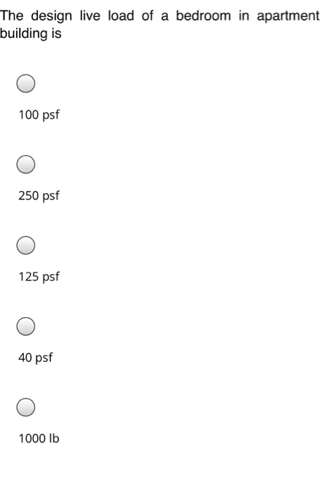 Solved The design live load of a bedroom in apartment | Chegg.com