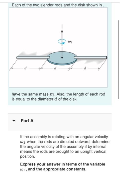 Solved Each of the two slender rods and the disk shown in. | Chegg.com