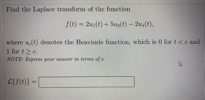 Solved Find the Laplace transform of the function | Chegg.com