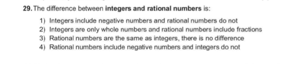 Solved The difference between integers and rational numbers | Chegg.com