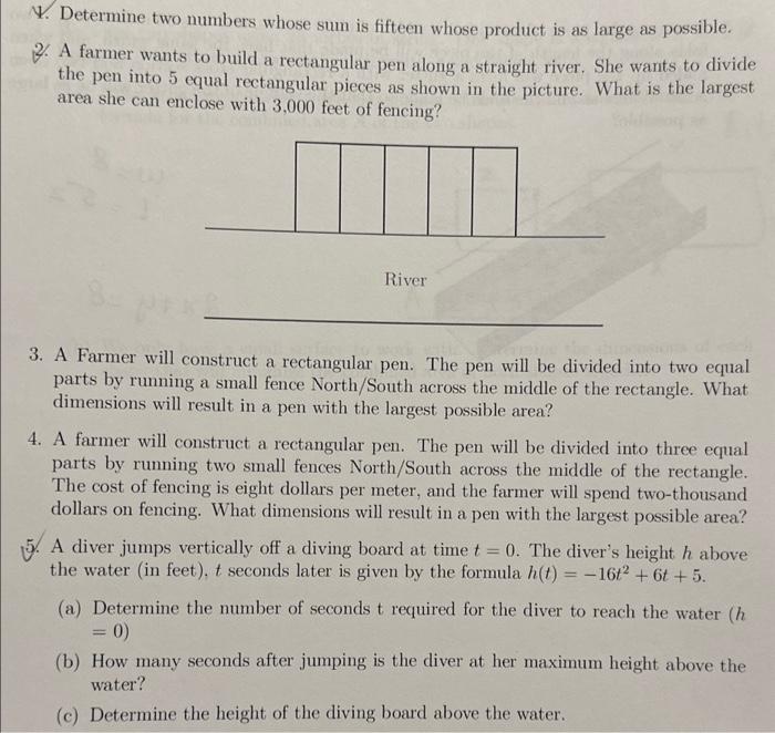 Solved . Determine two numbers whose sum is fifteen whose | Chegg.com