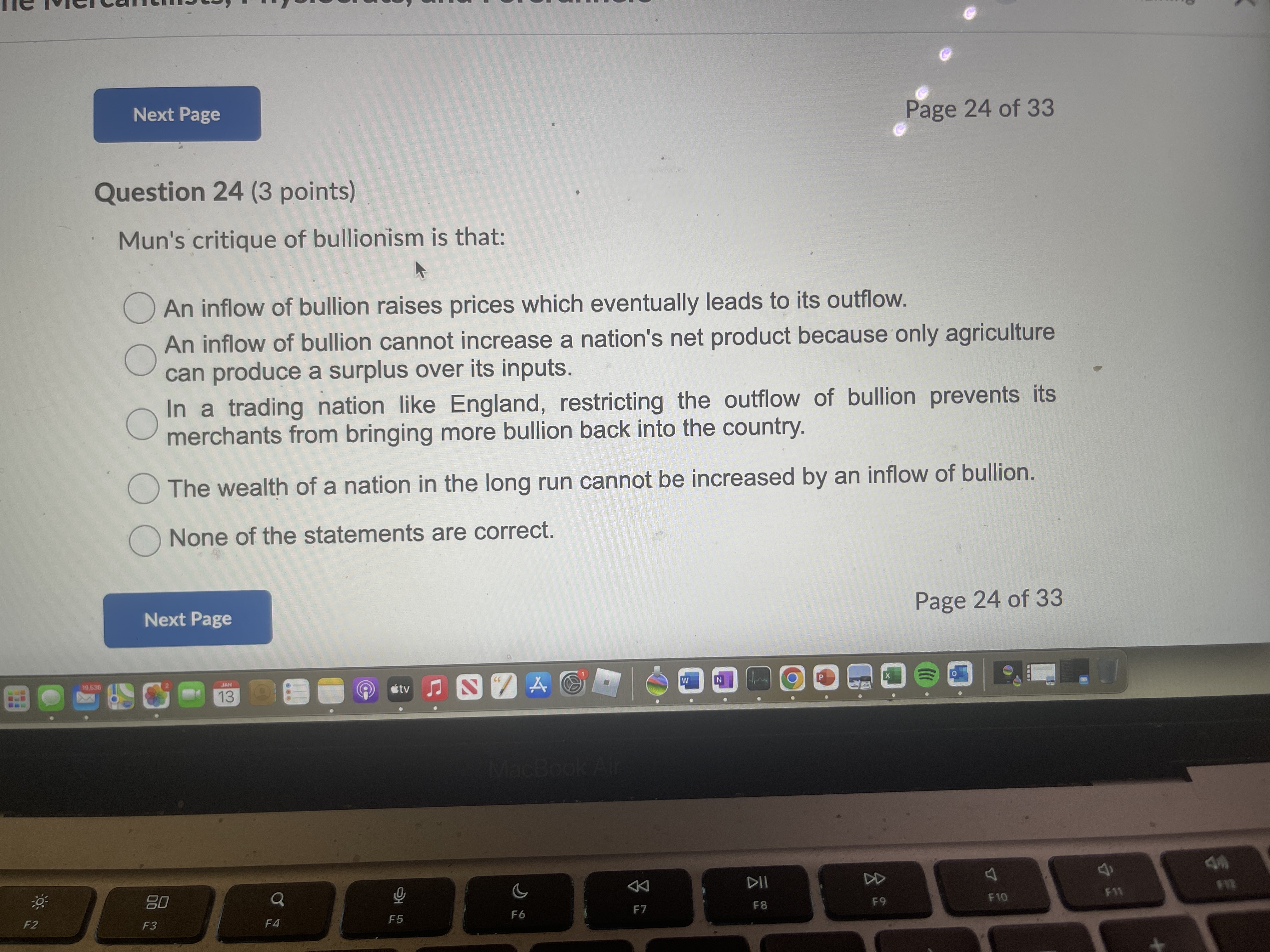Solved Question 24 (3 ﻿points)Mun's critique of bullionism | Chegg.com