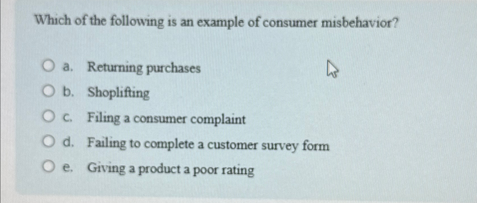 Solved Which of the following is an example of consumer | Chegg.com