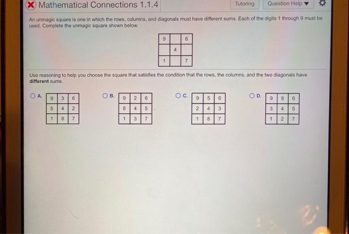Solved X Mathematical Connections 1.1.4 Tutoring Question | Chegg.com
