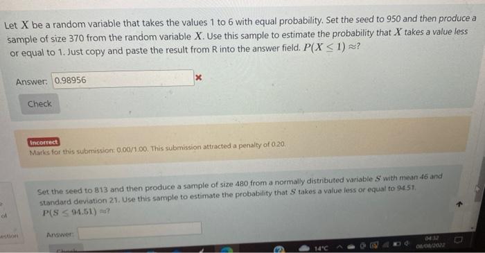 Solved Let X be a random variable that takes the values 1 | Chegg.com