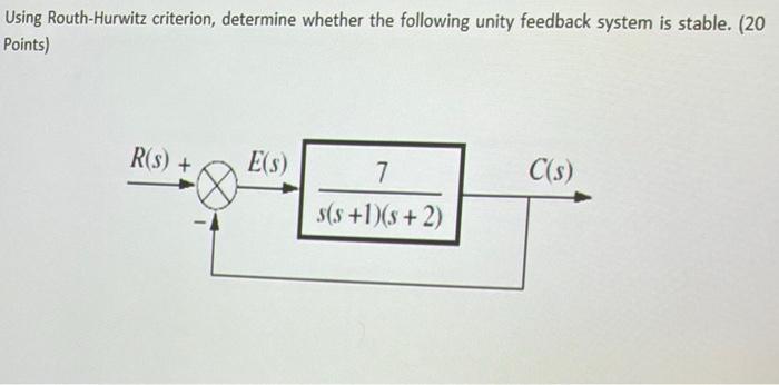 Solved Using Routh Hurwitz Criterion Determine Whether The 