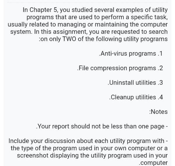 Solved In Chapter 5, you studied several examples of utility | Chegg.com