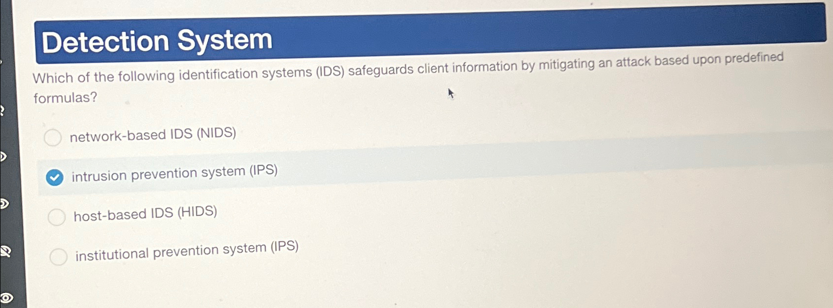 Solved Detection SystemWhich of the following identification | Chegg.com