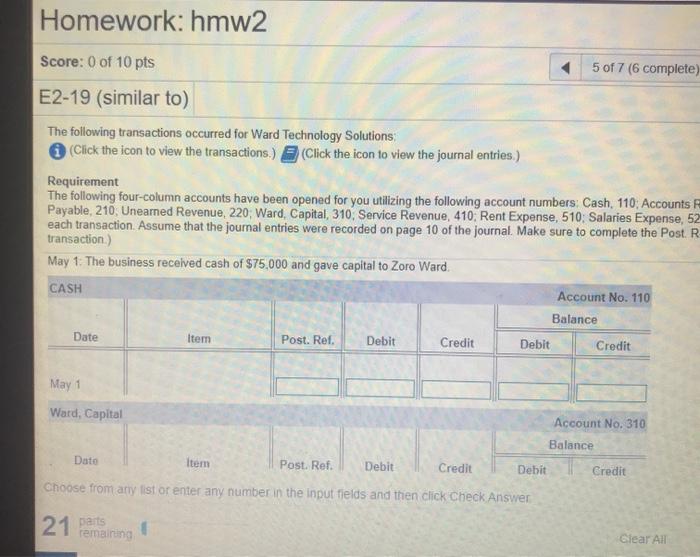 Solved Requirement The following four-column accounts have | Chegg.com