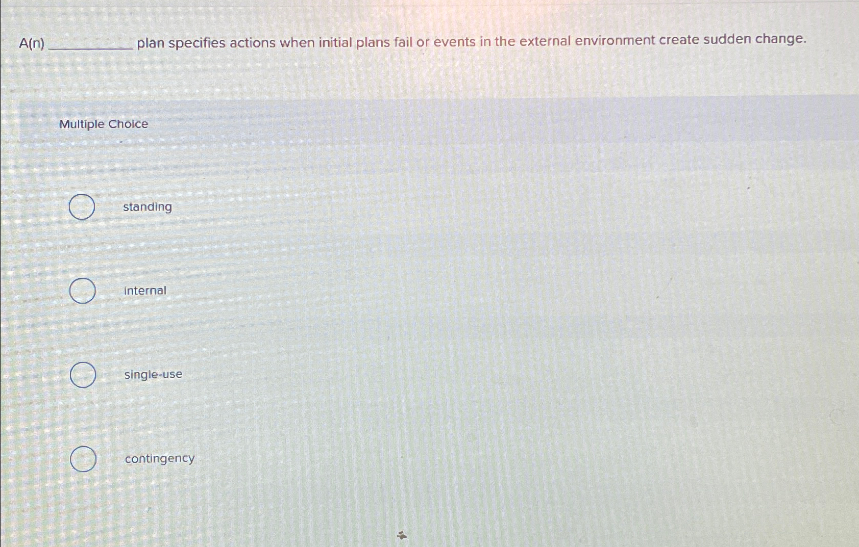 Solved A(n)plan specifies actions when initial plans fail or | Chegg.com