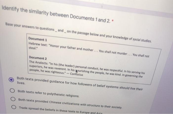 Solved Identify the similarity between Documents 1 and 2. * | Chegg.com
