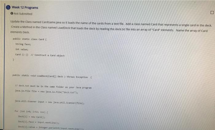 Solved Deck[1].value. Integer.parseInt(input.nextLine() 1 | Chegg.com