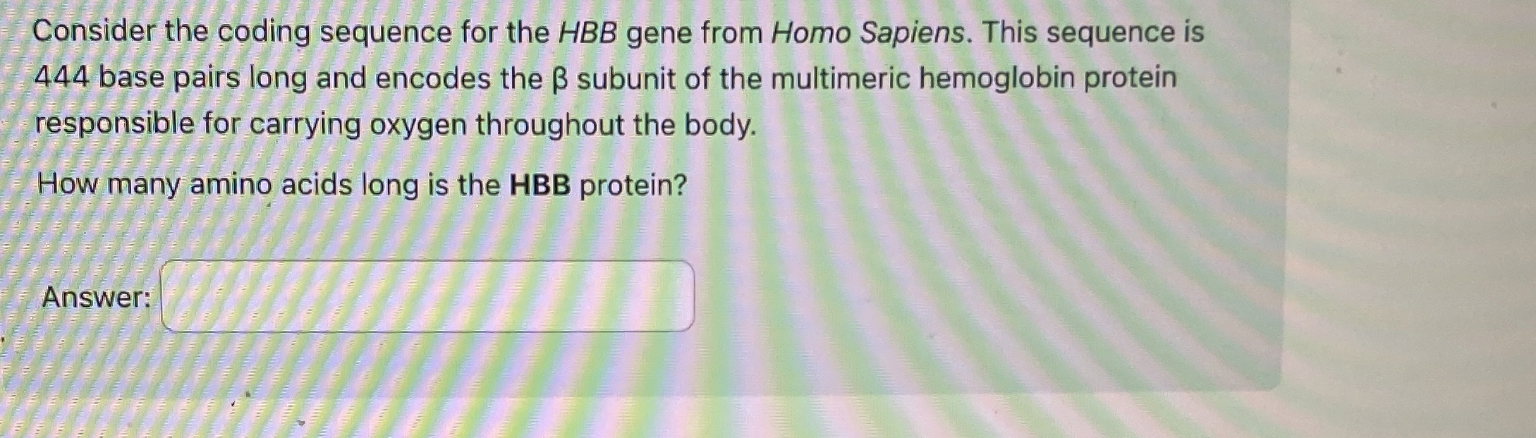 Solved Consider the coding sequence for the HBB ﻿gene from | Chegg.com