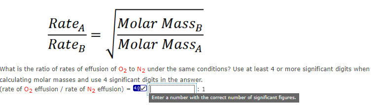 Solved What is ﻿the ratio of ﻿rates of ﻿effusion | Chegg.com