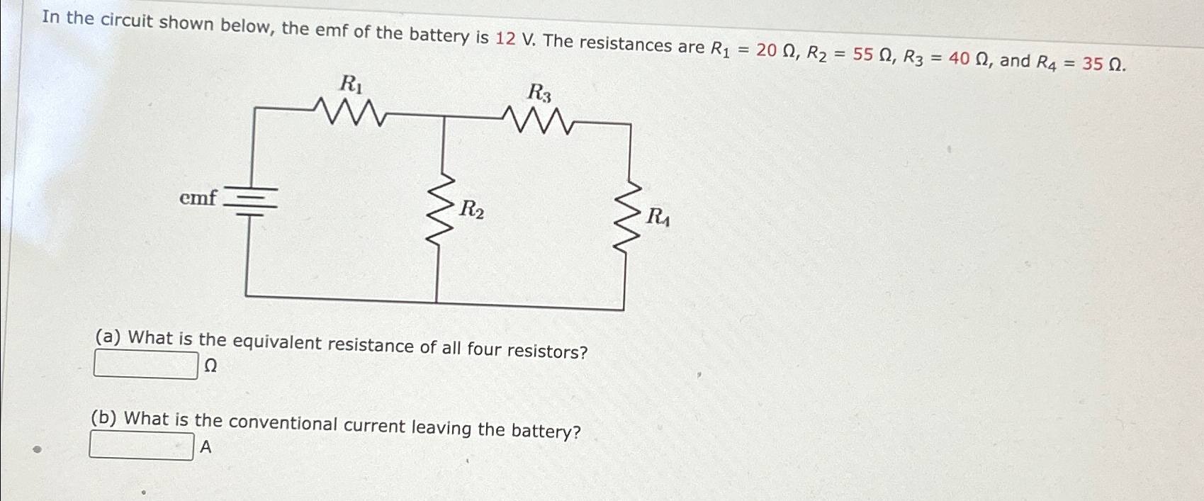 Solved In the circuit shown below, the emf of the battery is | Chegg.com