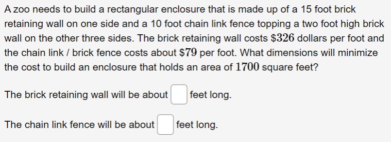 Solved A zoo needs to build a rectangular enclosure that is | Chegg.com