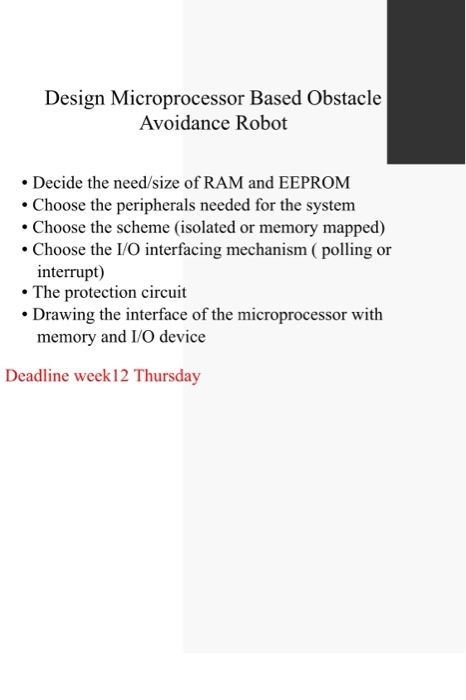 Solved Design Microprocessor Based Obstacle Avoidance Robot | Chegg.com